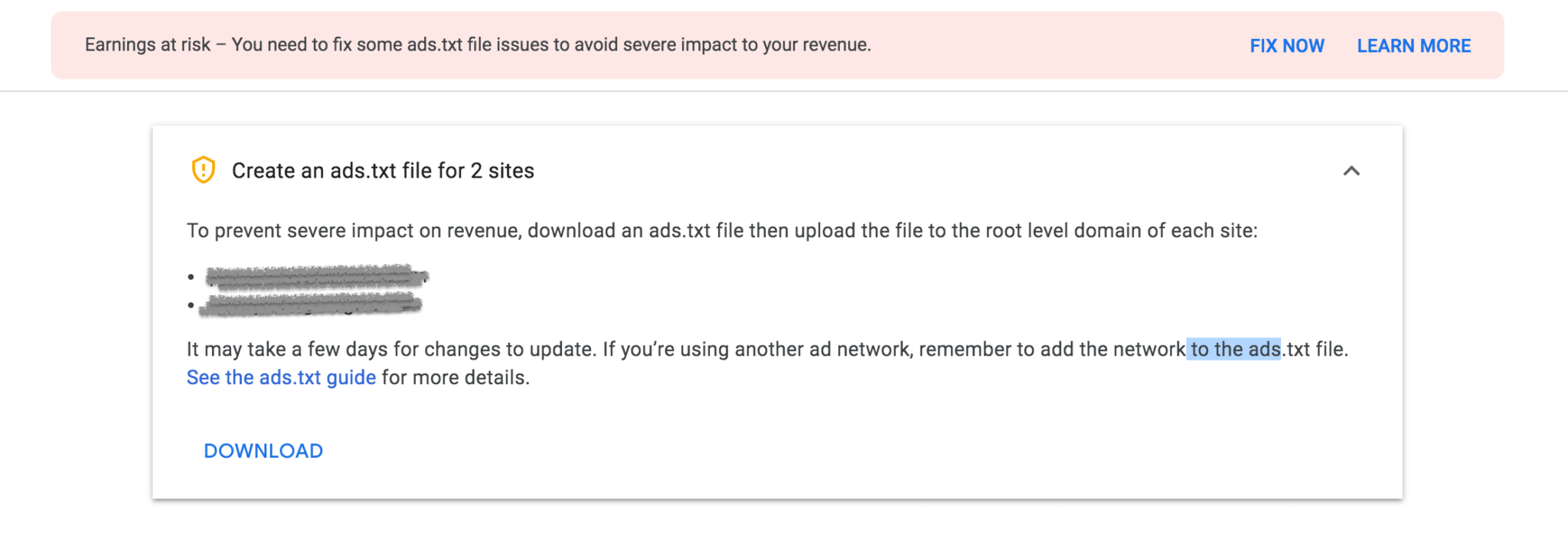 Earnings at risk – You need to fix some ads.txt file issues to avoid ...